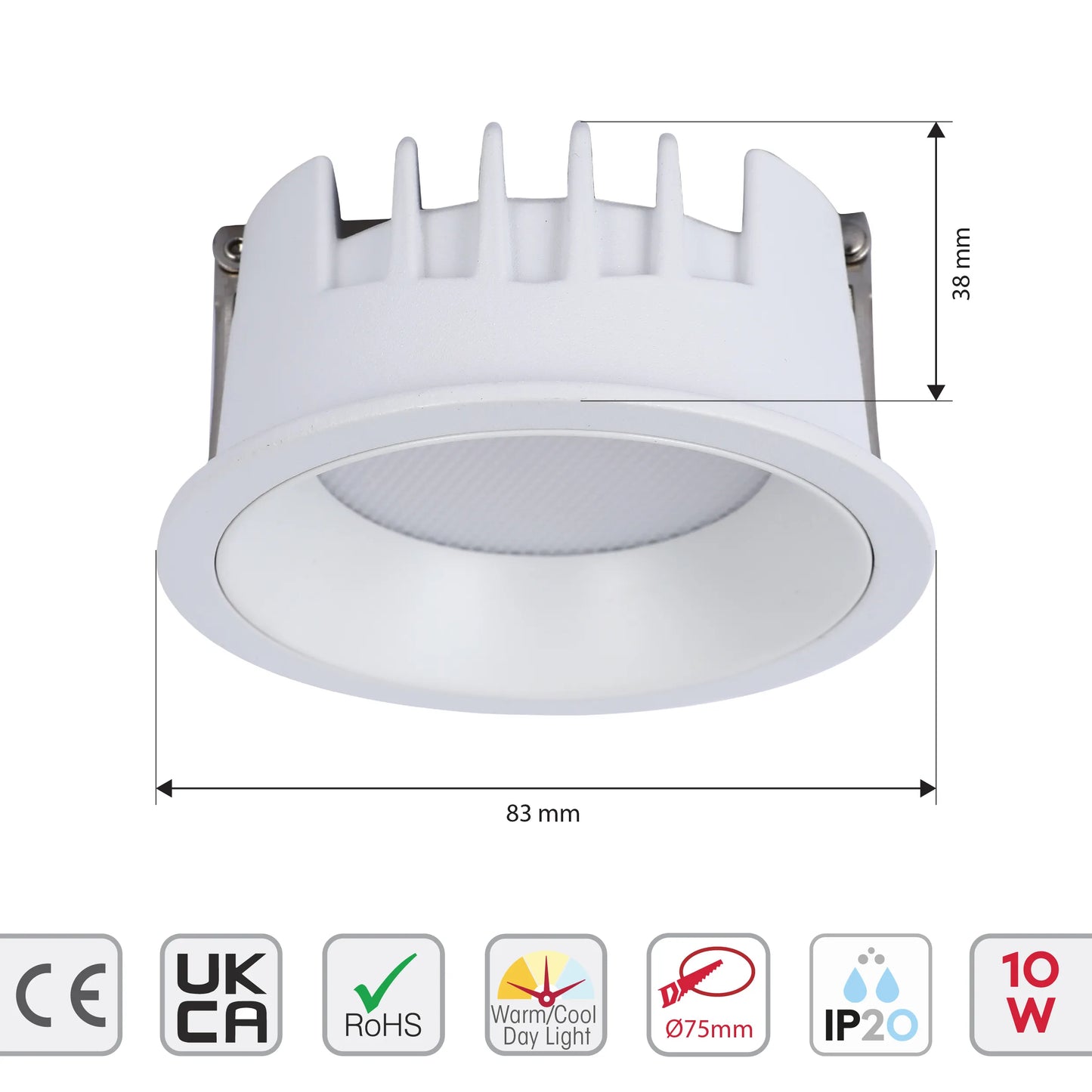 Circular Recessed Ceiling Downlight | Black or White | TEKLED